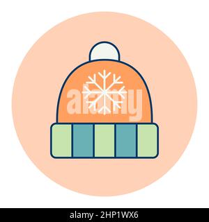 Winter hat cap with snowflake and pompom icon Stock Photo - Alamy