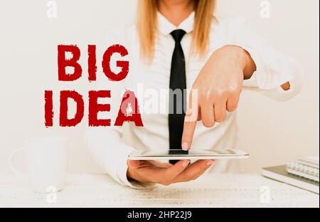 Sign displaying Big Idea. Conceptual photo Having great creative ...