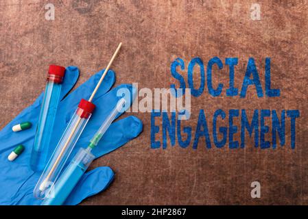 Handwriting text writing Social Engagement. Concept meaning Degree of ...