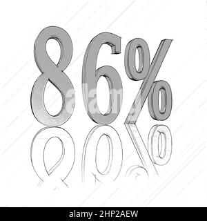 86%, 86 percent as a 3D illustration, 3D rendering Stock Photo - Alamy
