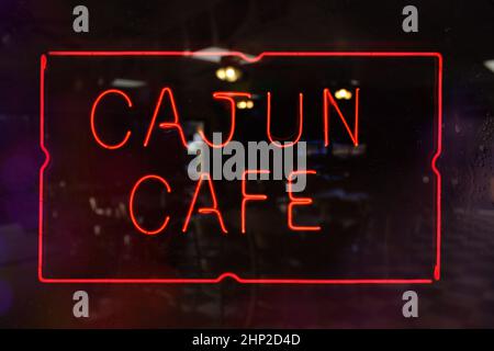 Vintage Cajun Cafe Neon Sign A Style of American Food Stock Photo - Alamy