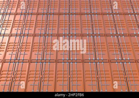 Stack of ship cargo containers. Brown freight boxes background. Marine ...