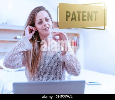 Text sign showing Patent. Business photo text government authority or ...