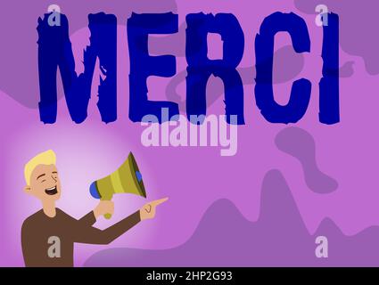 Conceptual caption Merci, Word for thank you in French what is said ...