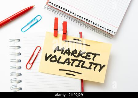 Text sign showing Market Volatility. Conceptual photo Underlying ...