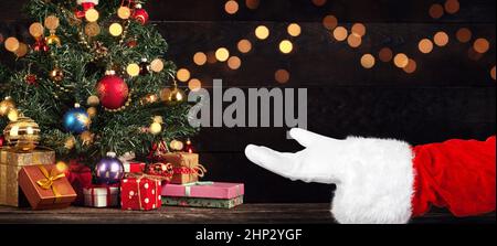 Santas empty hand. Merry Christmas composition concept Stock Photo - Alamy