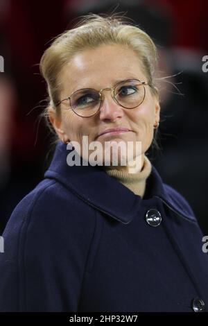 England Women manager Sarina Wiegman during a training session at Old ...