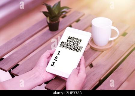 Text caption presenting Content Management, Business concept Process ...