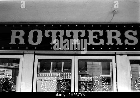 Exterior sign at Rotters Night Club, Oxford Road, Manchester, in ...