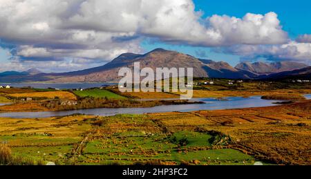 Mweelrea Mountains, Towards Killary harbour over Tully Lough, Connemara ...