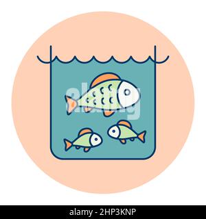 Fish in a pond or aquarium icon. Farm animal sign. Graph symbol for ...