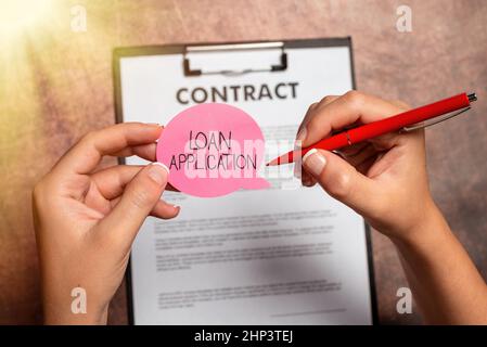 Text sign showing Loan Application. Conceptual photo Document that ...