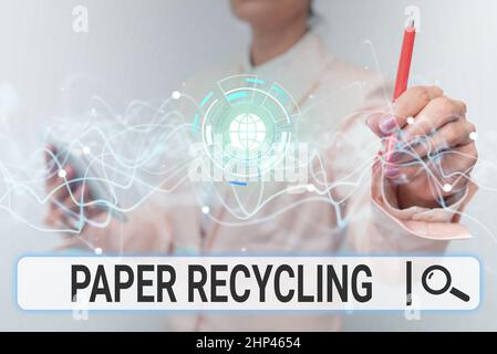 Inspiration showing sign Paper Recycling. Word for Using the waste ...