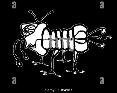 Black and white pencil drawing monster Stock Photo - Alamy