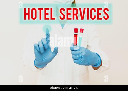 Text sign showing Hotel Services. Conceptual photo Facilities Amenities ...