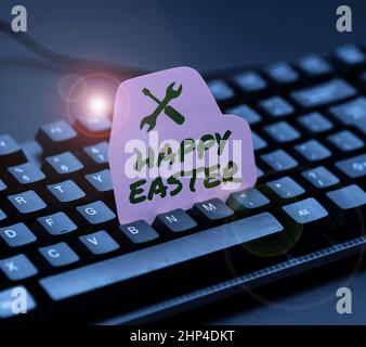 Text sign showing Happy Easter. Internet Concept Christian feast ...
