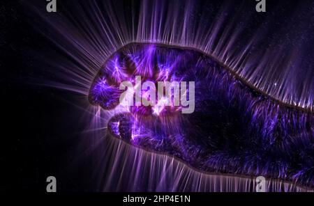 3D-Illustration of a glowing human male hand in an x-ray view Stock ...