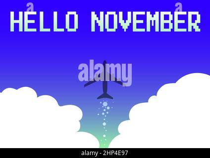 Text caption presenting Hello November. Business concept greeting used ...