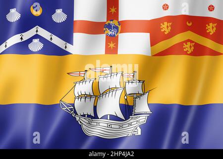 Sydney city flag, Australia waving banner collection. 3D illustration ...