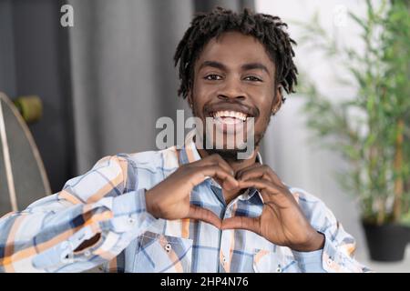 Photo of joyful charming dark skin young woman dance wear casual ...