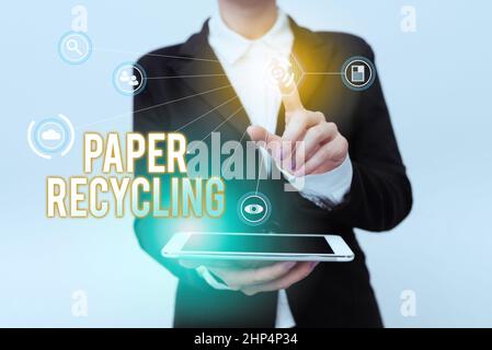 Inspiration showing sign Paper Recycling. Word for Using the waste ...