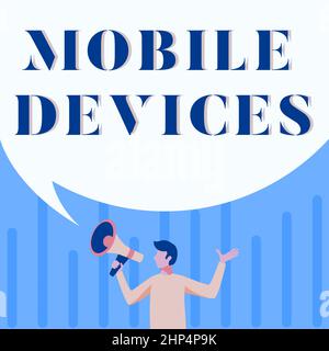 Conceptual display Mobile Devices, Business idea A portable computing device like smartphone ...