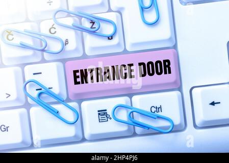 Sign displaying Entrance Door, Word Written on Way in Doorway Gate ...