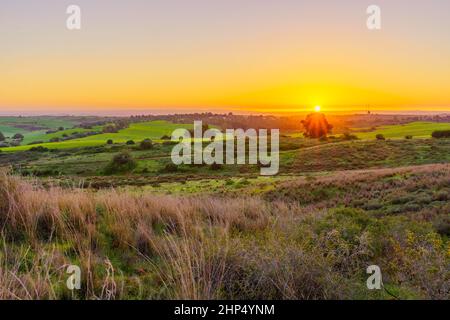 Sunrise view of the countryside of Kibbutz Ruhama, in the Northern ...