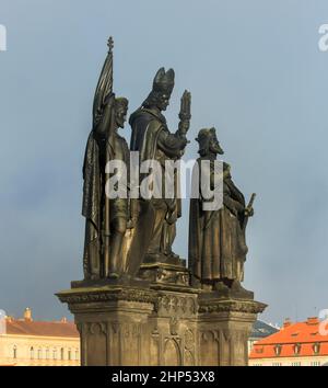 Statue of Saints Norbert of Xanten, Wenceslas and Sigismund on Charles ...