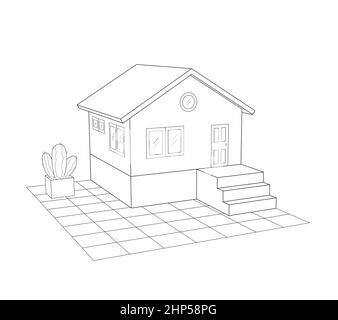 Simple House Outline 3d
