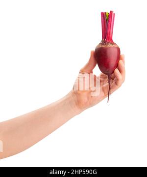 beetroot in hand path isolated on white Stock Photo - Alamy