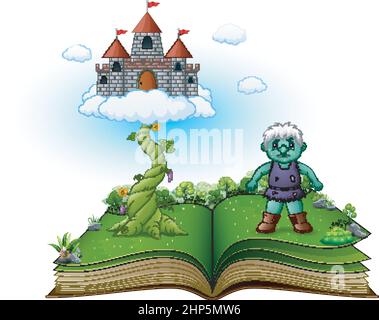 Jack and the magic beanstalk fairy tale vector collection. Black and ...