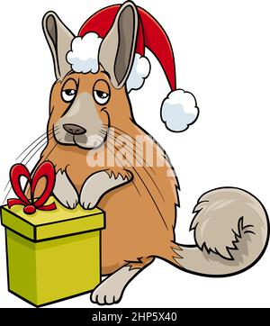 viscacha animal character on Christmas time coloring book page Stock ...
