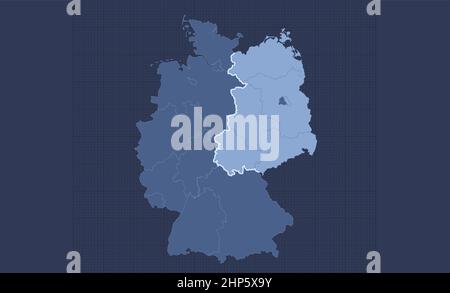 Germany map divided on West and East Germany map, administrative ...