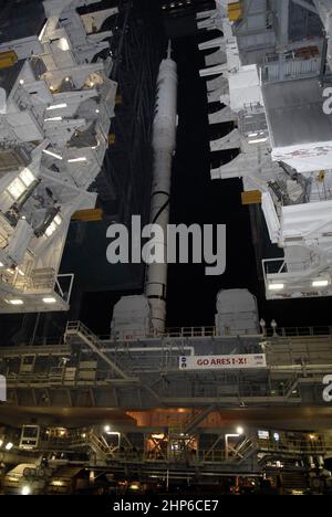 The 327-foot Ares I-X rocket is on Launch Pad 39B at Kennedy Space ...