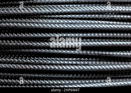 Industrial background. Rebar texture. Rusty rebar for concrete pouring ...
