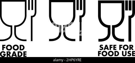 Food grade icon pictogram plastic contact fork and glass symbol. Food ...