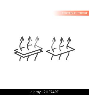 Breathable fabric icon Vector symbol or sign set collection in black ...