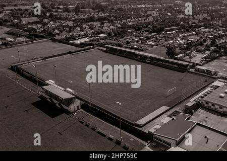 Scarborough Football Club aerial from the air drone stadium Flamingo ...