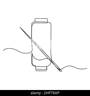 Continuous single one line of sewing machine isolated on white ...