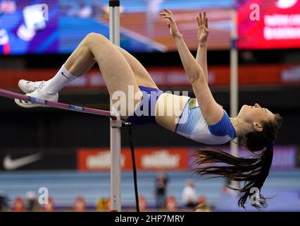 Emily Borthwick competing in the women’s high jump at the Muller Indoor ...