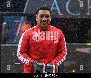 Albert Vete #8 of Hull KR arrives at Sewell Group Craven Park Stadium ...