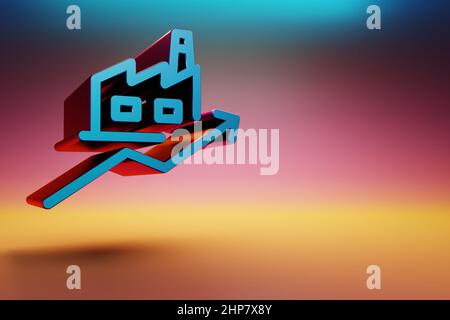 Beautiful illustration Blue Factory prices arrow UP symbol icons on a ...