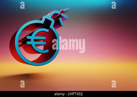 Beautiful illustration Blue Euro bomb symbol icons on a bright pink ...