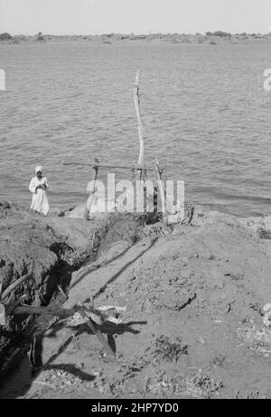 Middle East History: Sudan. Khartoum. Shambat village. Making mud ...