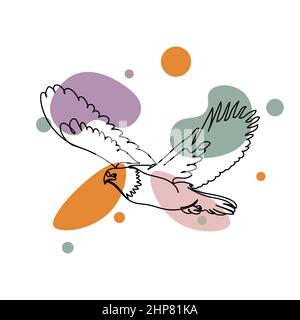 One line eagle design silhouette. Hand drawn minimalism style vector ...