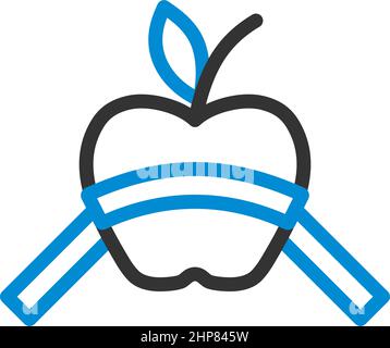 Apple measure black icon, concept illustration, vector flat symbol ...