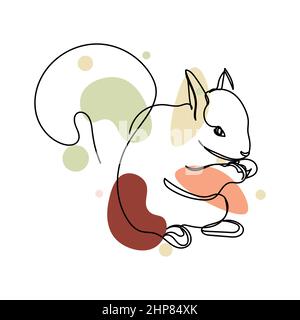 One line squirrel drawing. Squirrel in minimal line style. Vector ...