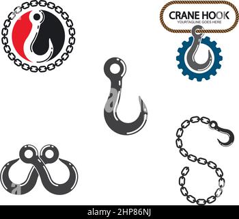 Crane hook symbol, flat design vector blue icon with long shadow Stock ...