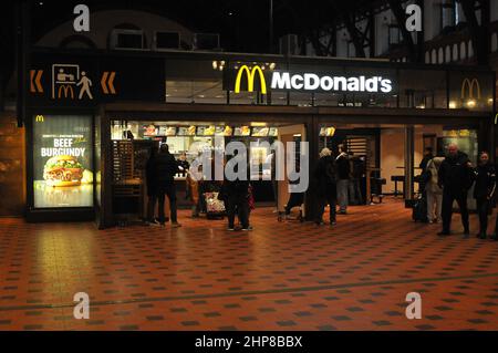 Copenhagen/Denmark./19 February 2022/. Consumers at McDionalkes' fast ...